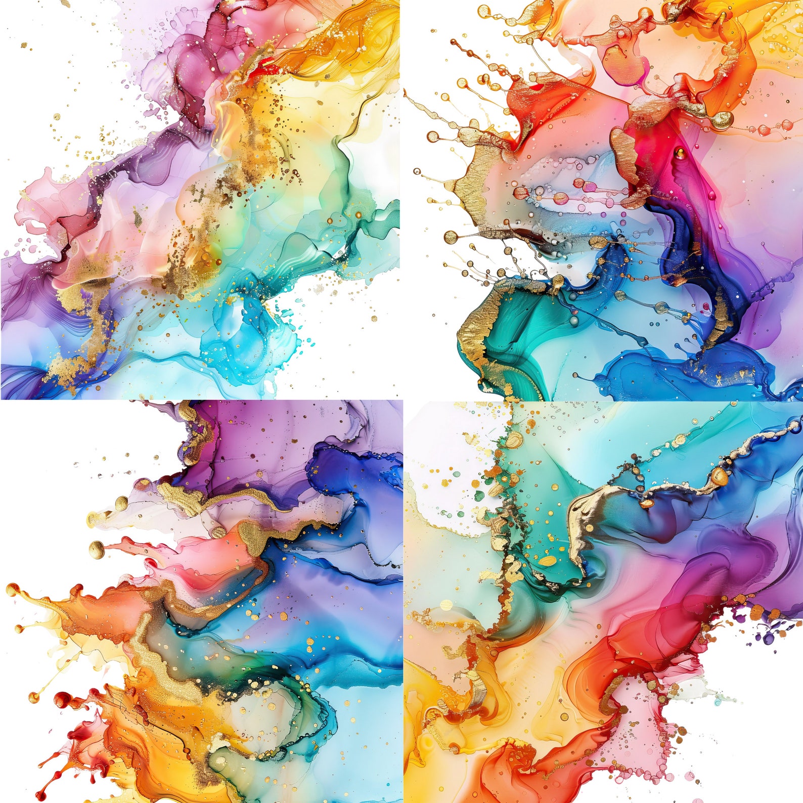 Rainbow Alcohol Ink Splashes. Backgrounds, Papers, Journals, Greeting ...