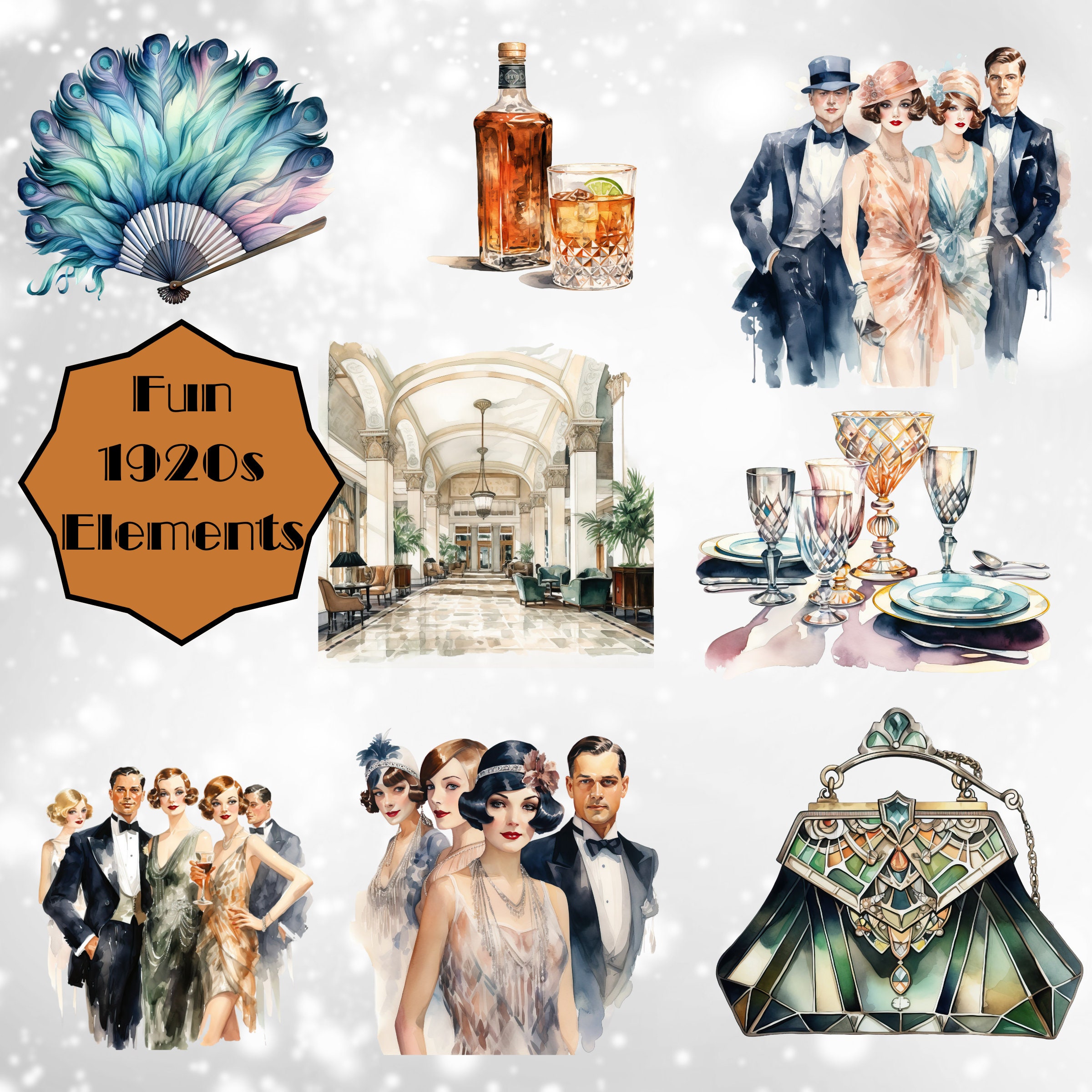 Roaring 20's Clipart. 1920's, Flapper Girls, Speakeasys, Art Deco ...