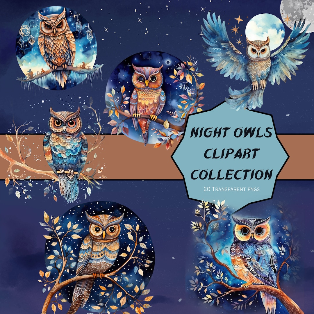 Beautiful Night Owls, Night Scenes, Owls, Transparent Pngs, 300 DPI ...