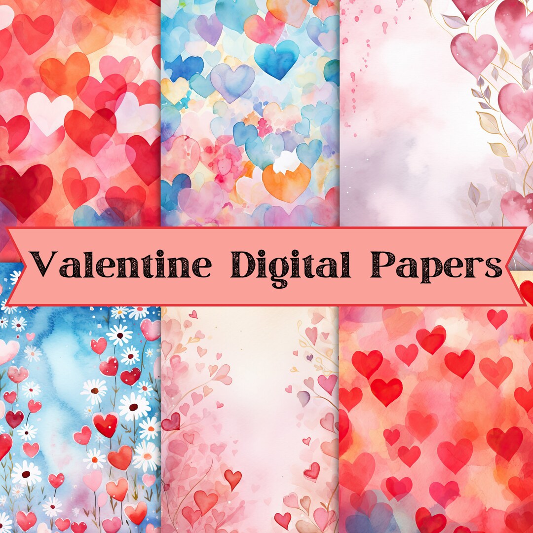 Collection of Valentines Digital Papers for Download and Print. Junk ...