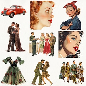 1940's Clipart. 40's Inspired Images, 38 Pngs, 300 DPI, Instant ...