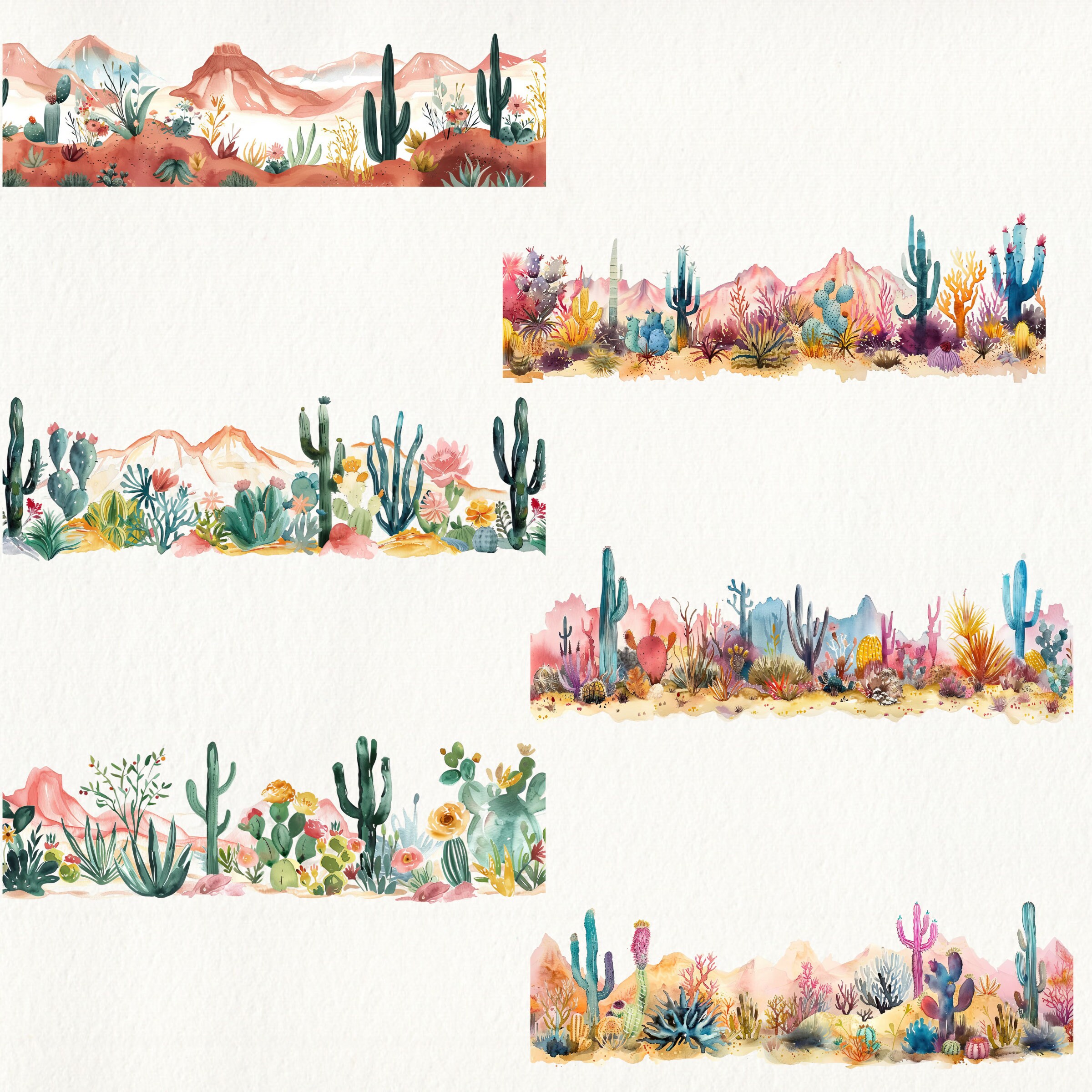 Boho Desert Clipart. Desert Scenes, Transparent Backgrounds, Borders ...