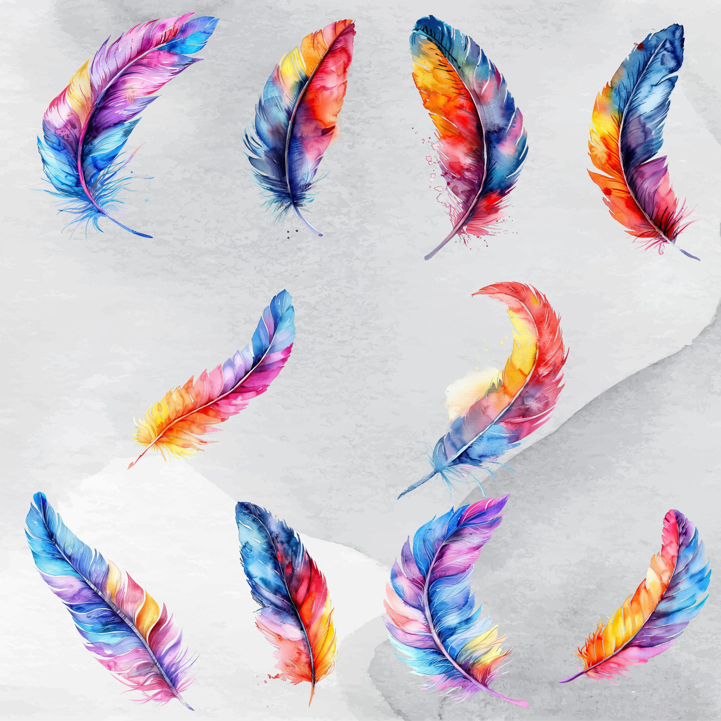 Watercolor Feathers! Feather Clipart, 20 Images, 300 DPI, Pngs, Instant ...