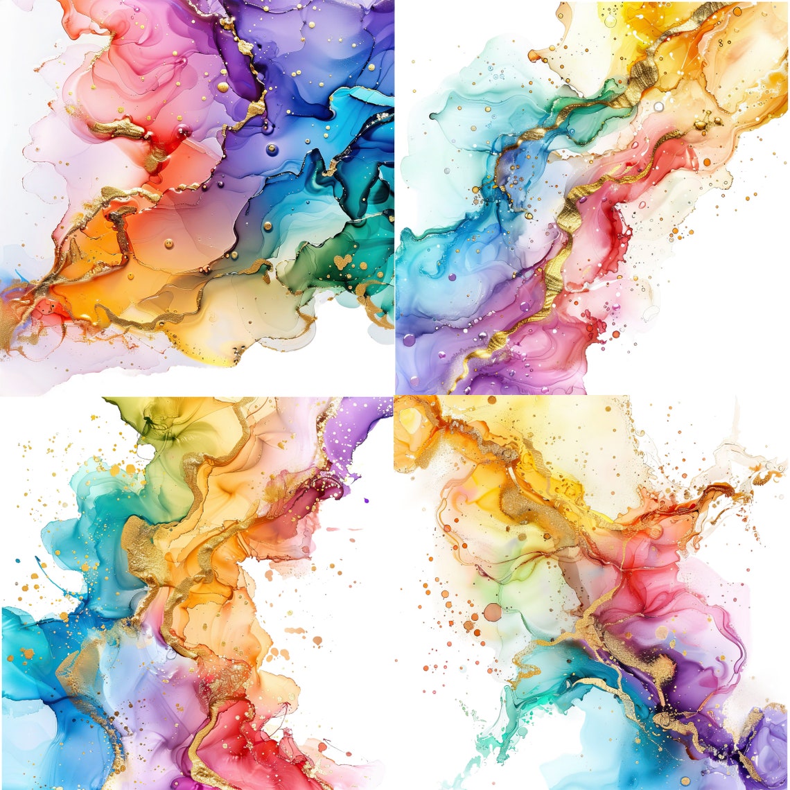 Rainbow Alcohol Ink Splashes. Backgrounds, Papers, Journals, Greeting ...