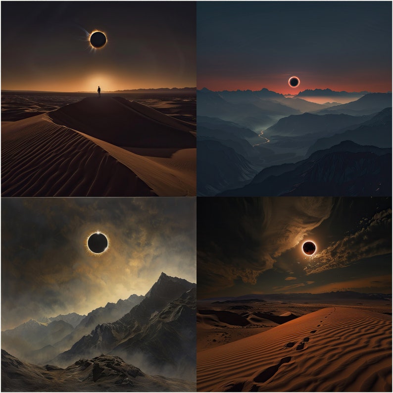 Solar Eclipse Clipart and Digital Papers. 8 Pngs With Transparent ...