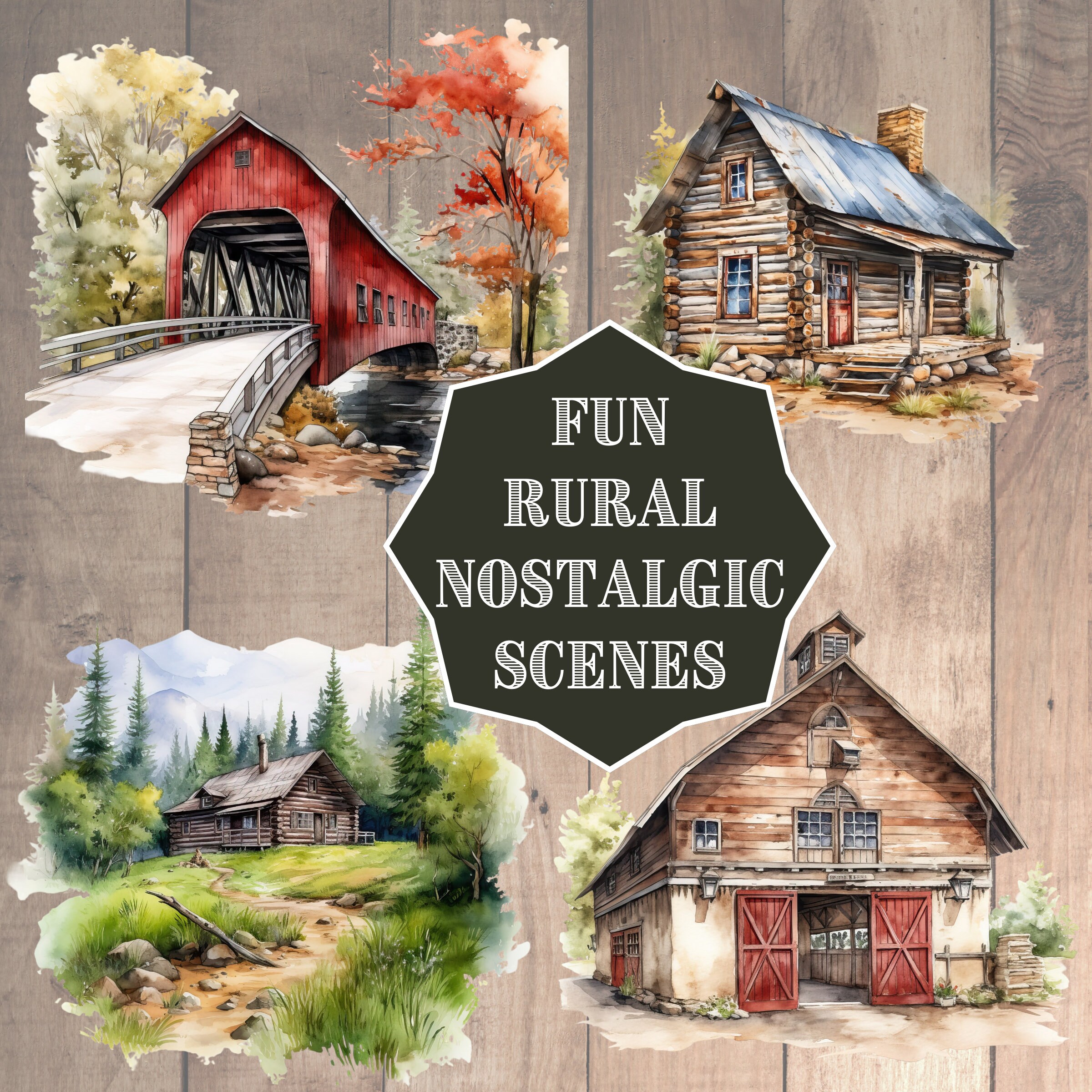 Vintage Yesteryear Scenes, Rural America, Clipart, Stickers, Journals ...