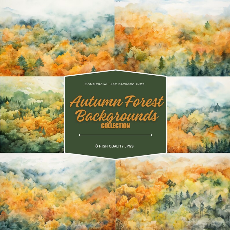 Autumn Forest Backgrounds, Digital Art. for Prints, Journals ...