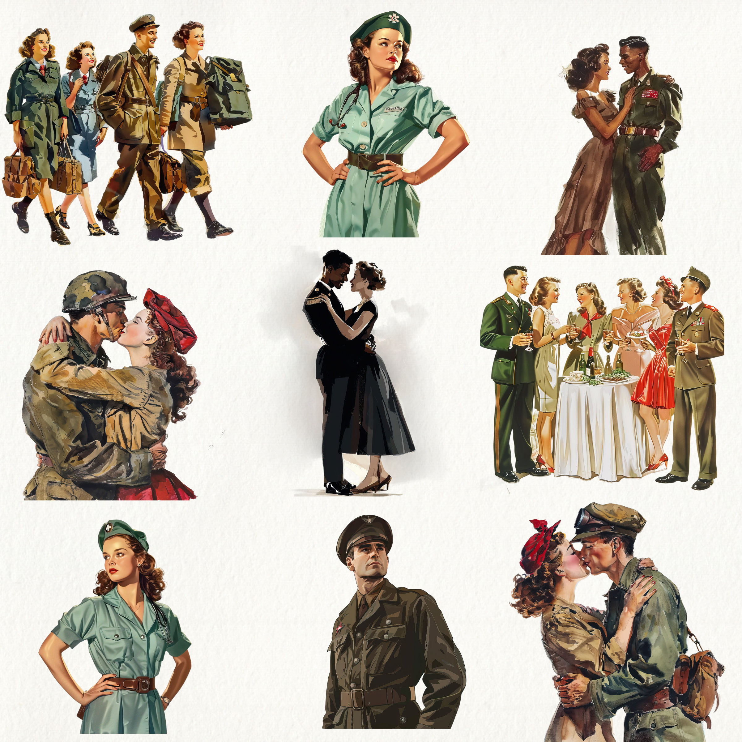 1940's Clipart. 40's Inspired Images, 38 Pngs, 300 DPI, Instant ...