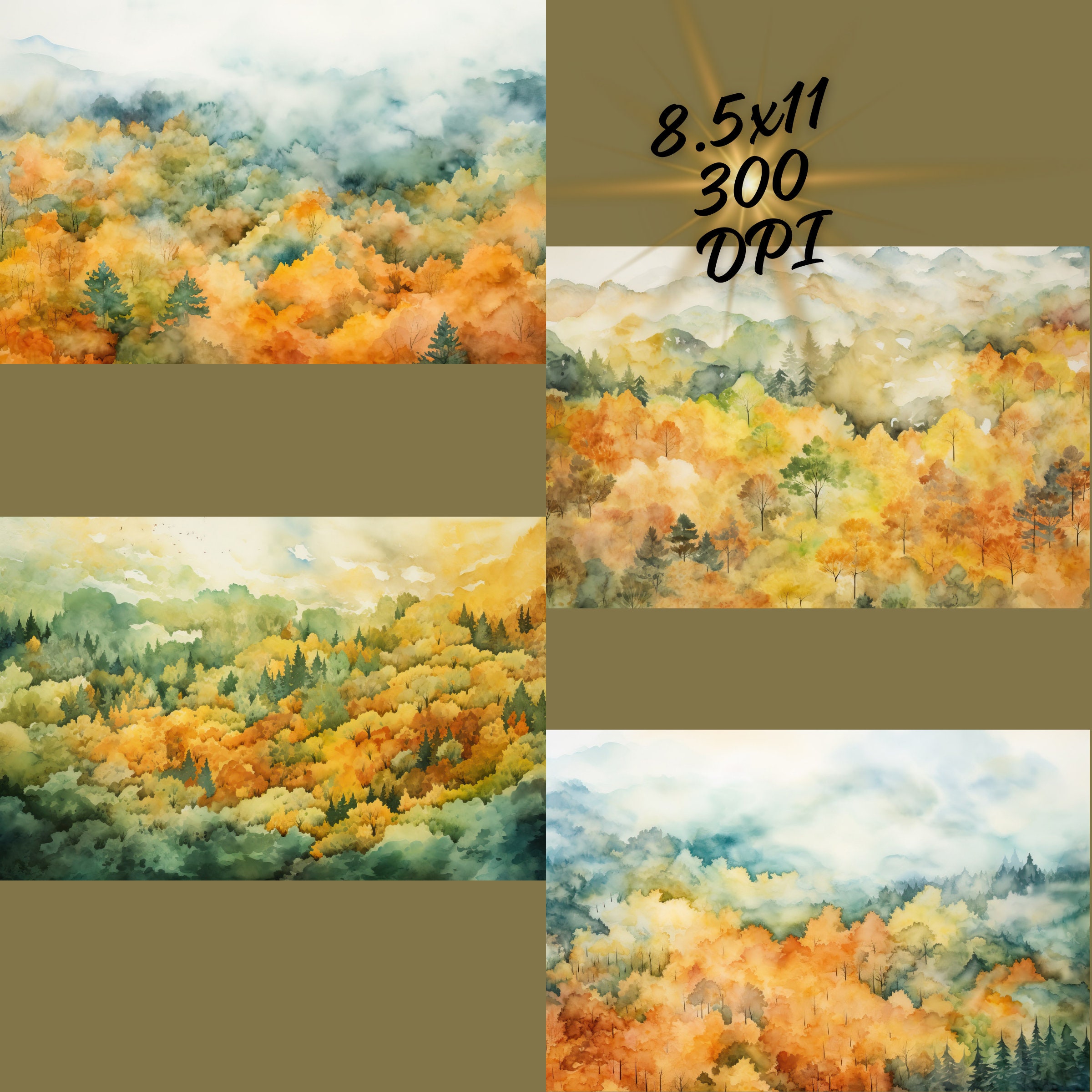 Autumn Forest Backgrounds, Digital Art. for Prints, Journals ...