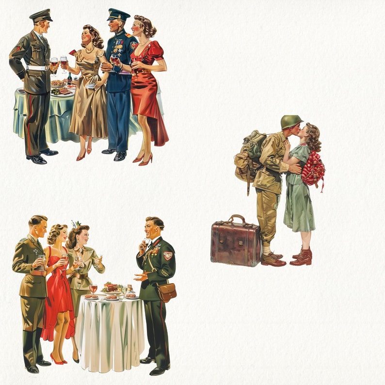1940's Clipart. 40's Inspired Images, 38 Pngs, 300 DPI, Instant ...