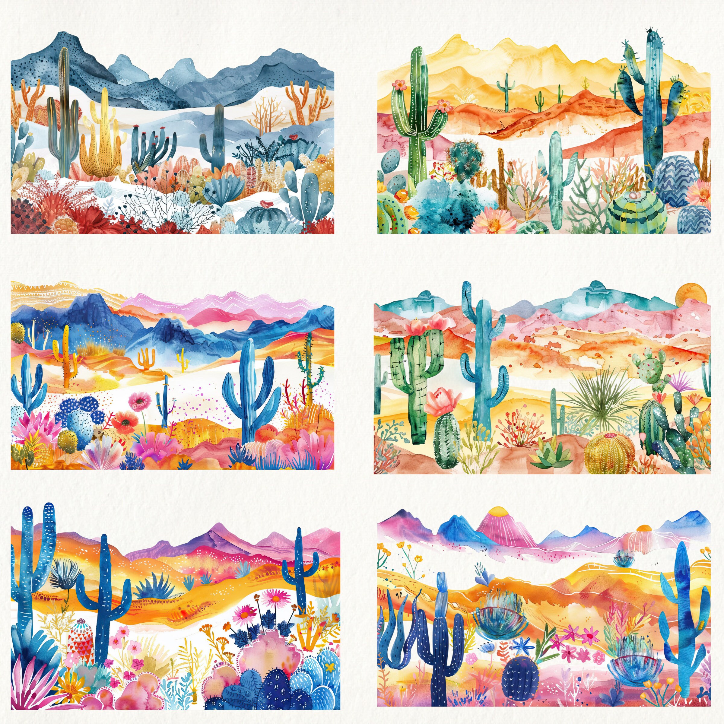Boho Desert Clipart. Desert Scenes, Transparent Backgrounds, Borders ...