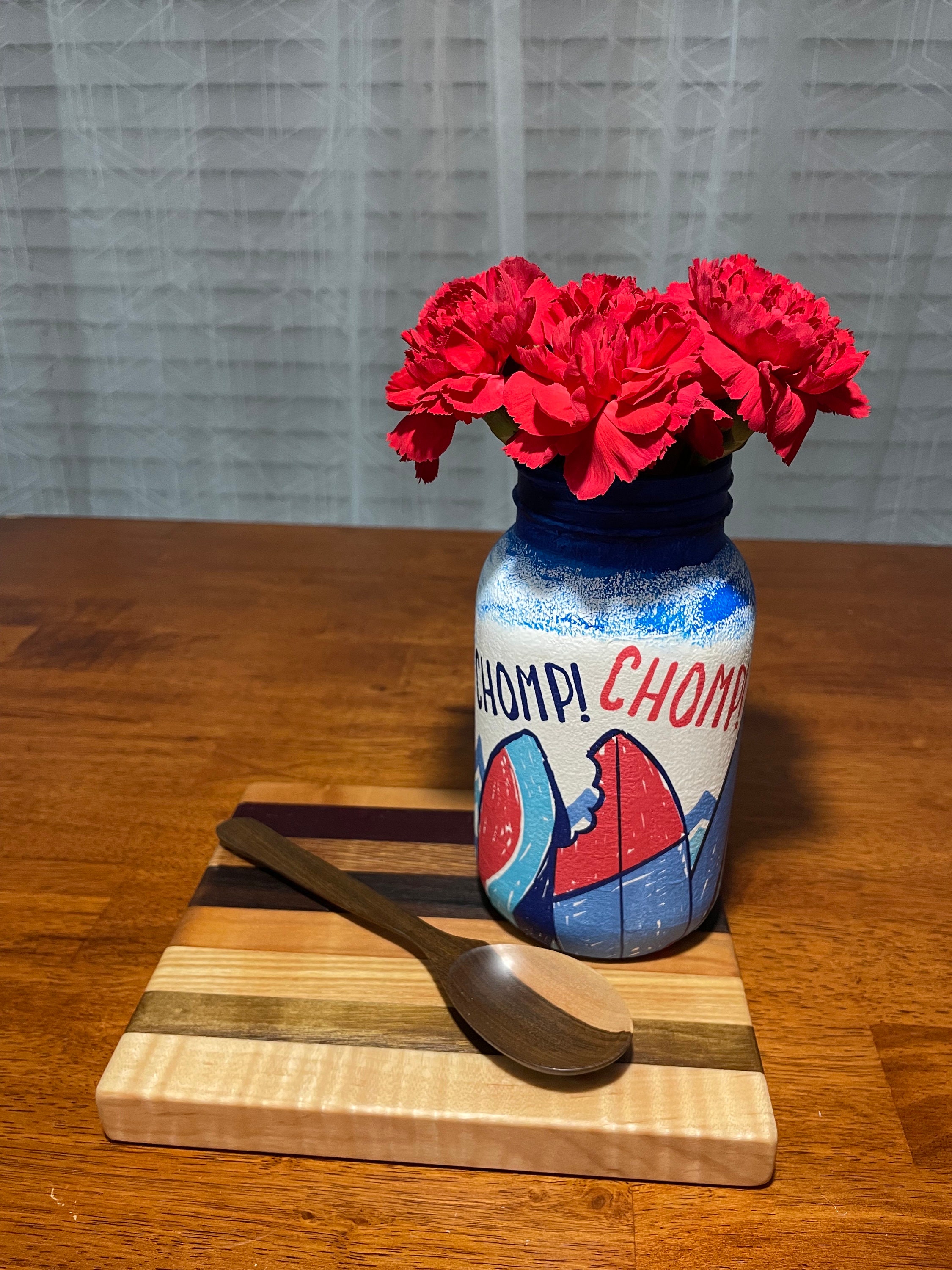 Handcrafted Mason Jar Decor chomp Chomp Shark, Surfboards, & Beach ...