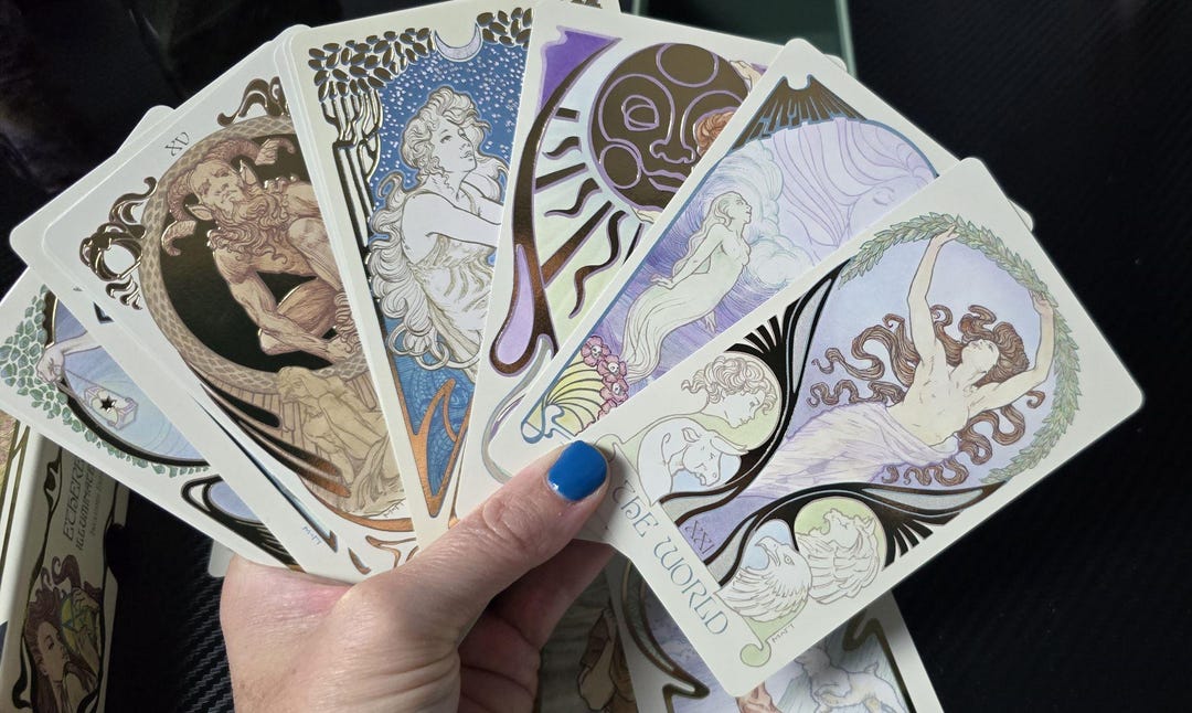 Ethereal Visions Tarot Deck - 80 Hand Drawn Cards With Gold Foil, Art ...