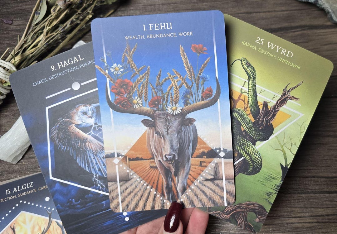 25 Animal Guide Rune Cards, Woodland Deck With Guidebook, Shamanic Rune ...