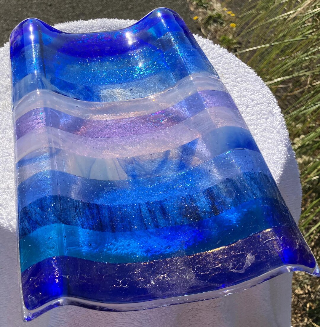 Hand Fused 90 Coe Bullseye Glass Plate - Etsy
