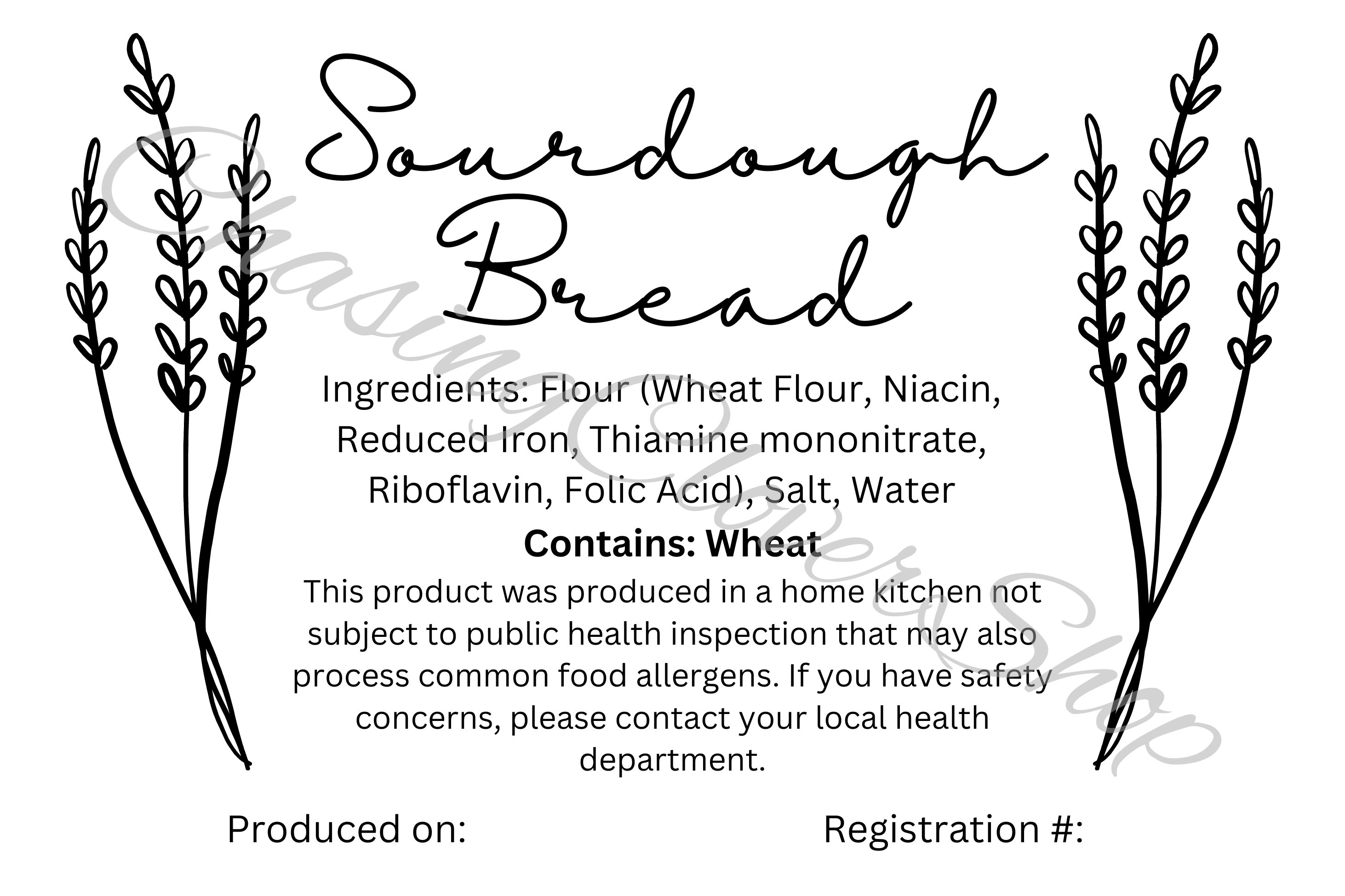 Sourdough Bread Cottage Law Label, Ready to Print, Print at Home ...