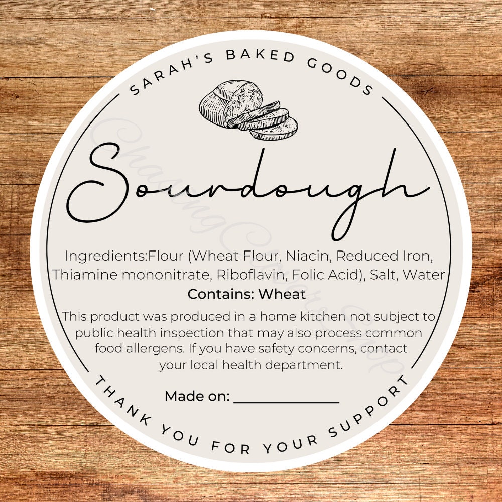 Sourdough Bread Cottage Law Circle Sticker Template, Customizable Print ...