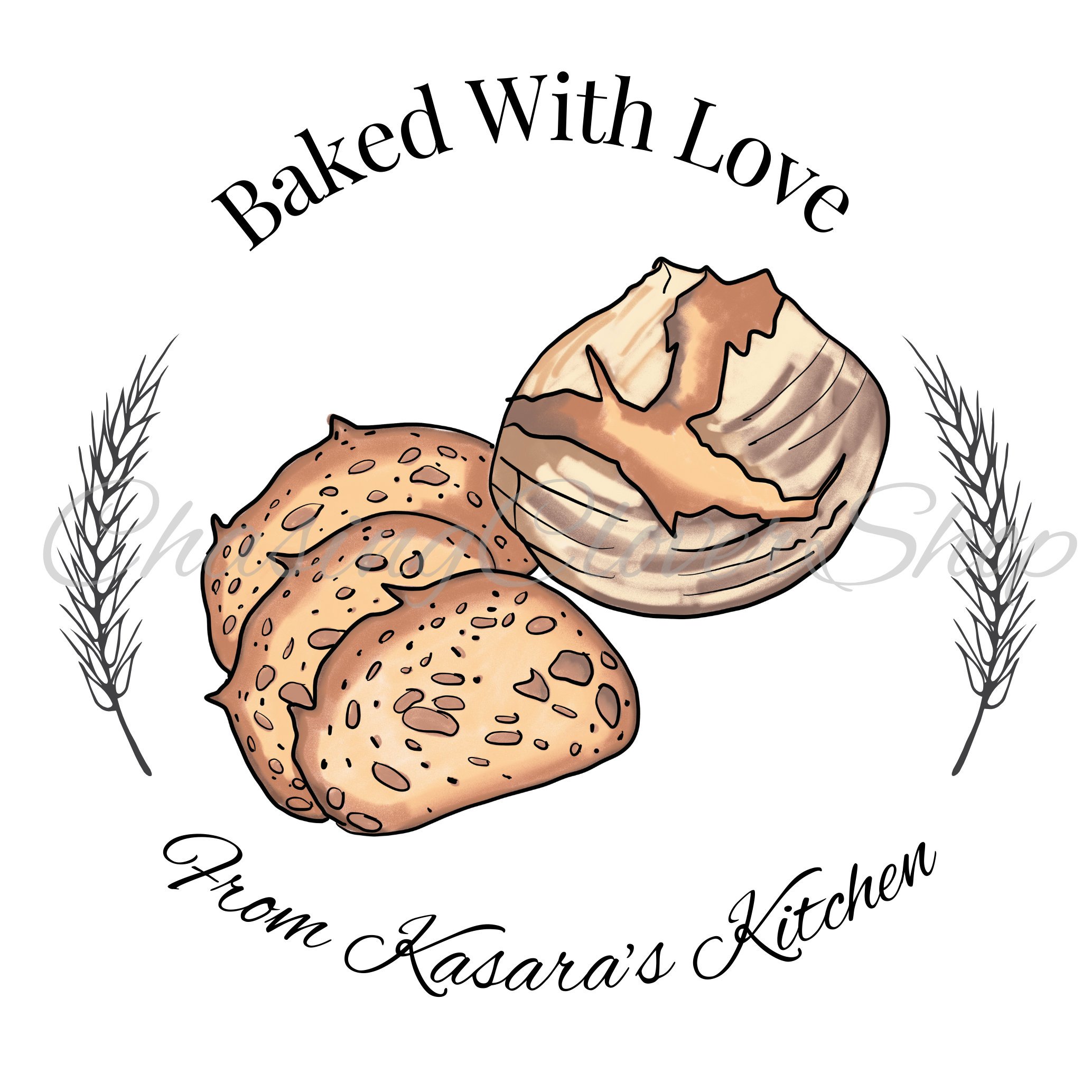 Baked With Love Bread Template, Customizable Sourdough Bread Sticker ...