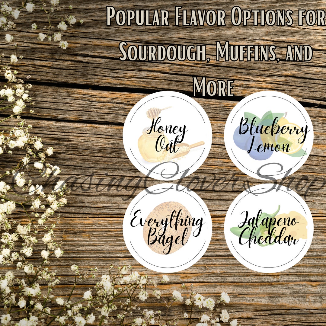 11 Flavor Labels for Sourdough, Breads, Muffins, Baked Goods Flavor ...