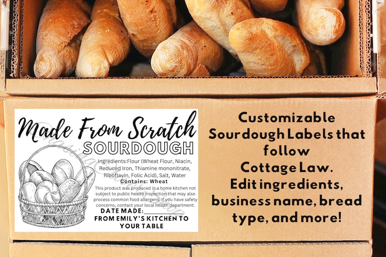 Made From Scratch Sourdough Bread Label, Customizable Print at Home ...