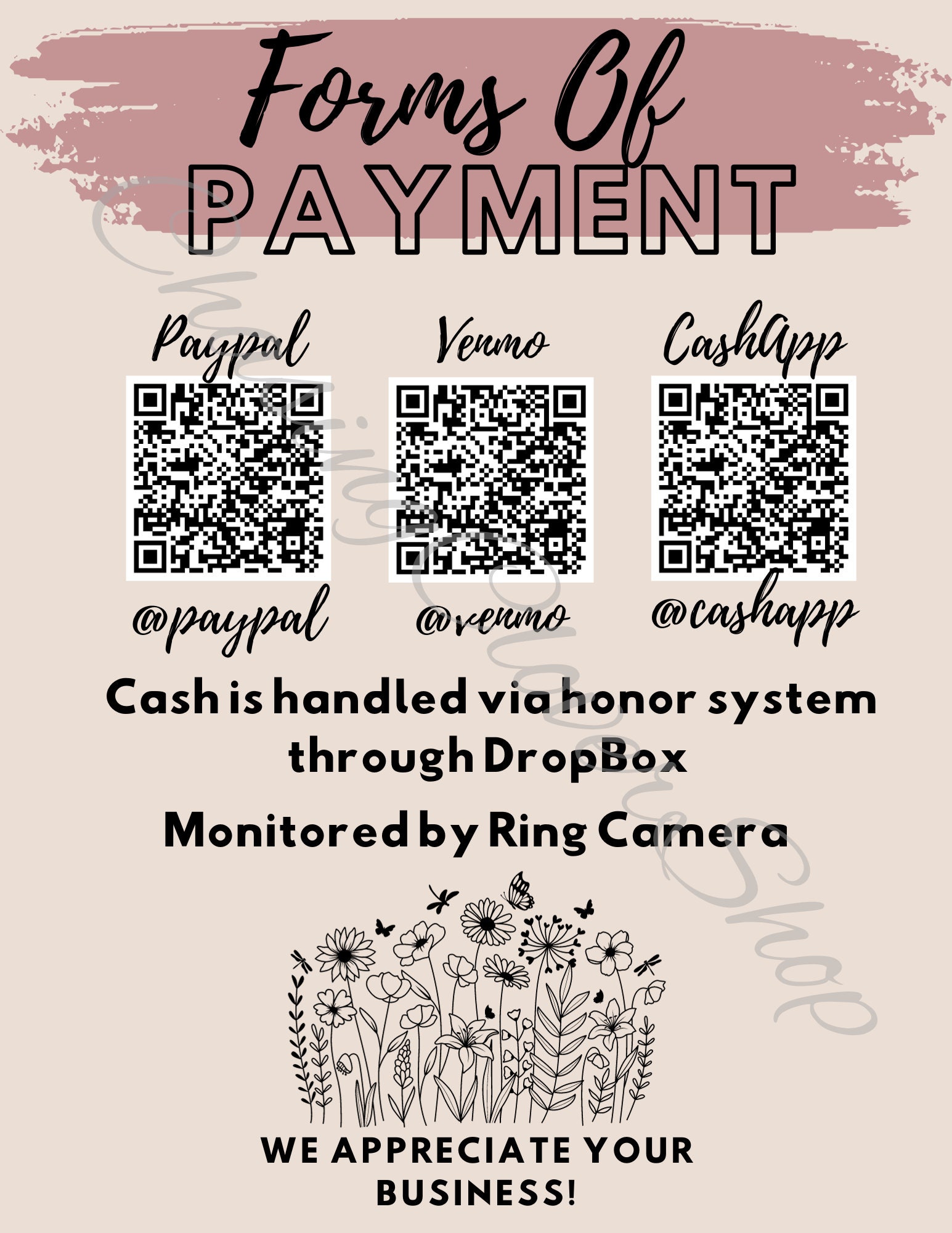 Sourdough Farm Pricing Template, Form of Payment Template QR Code ...