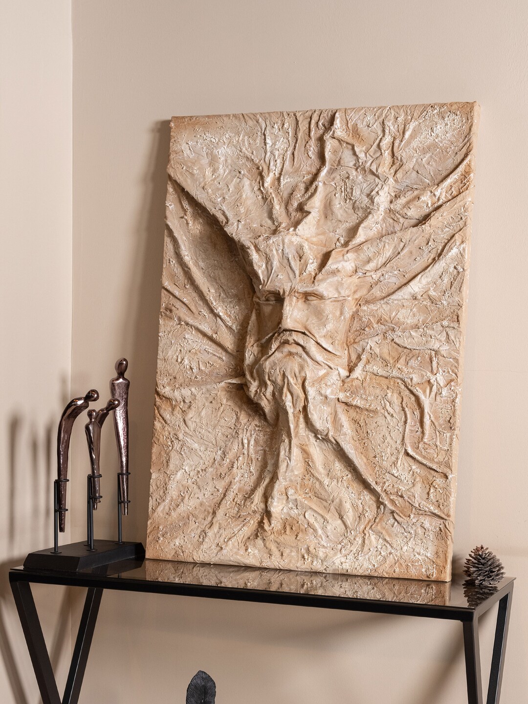 Textured Sculptural Brown Artwork, Sculptural Fabric Wall Art, Ancient ...