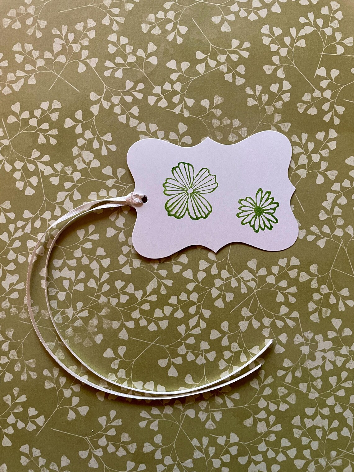 Flower Gift Tags, Stamped Gift Tags, Stamped Holiday Tags, Set of Gift ...