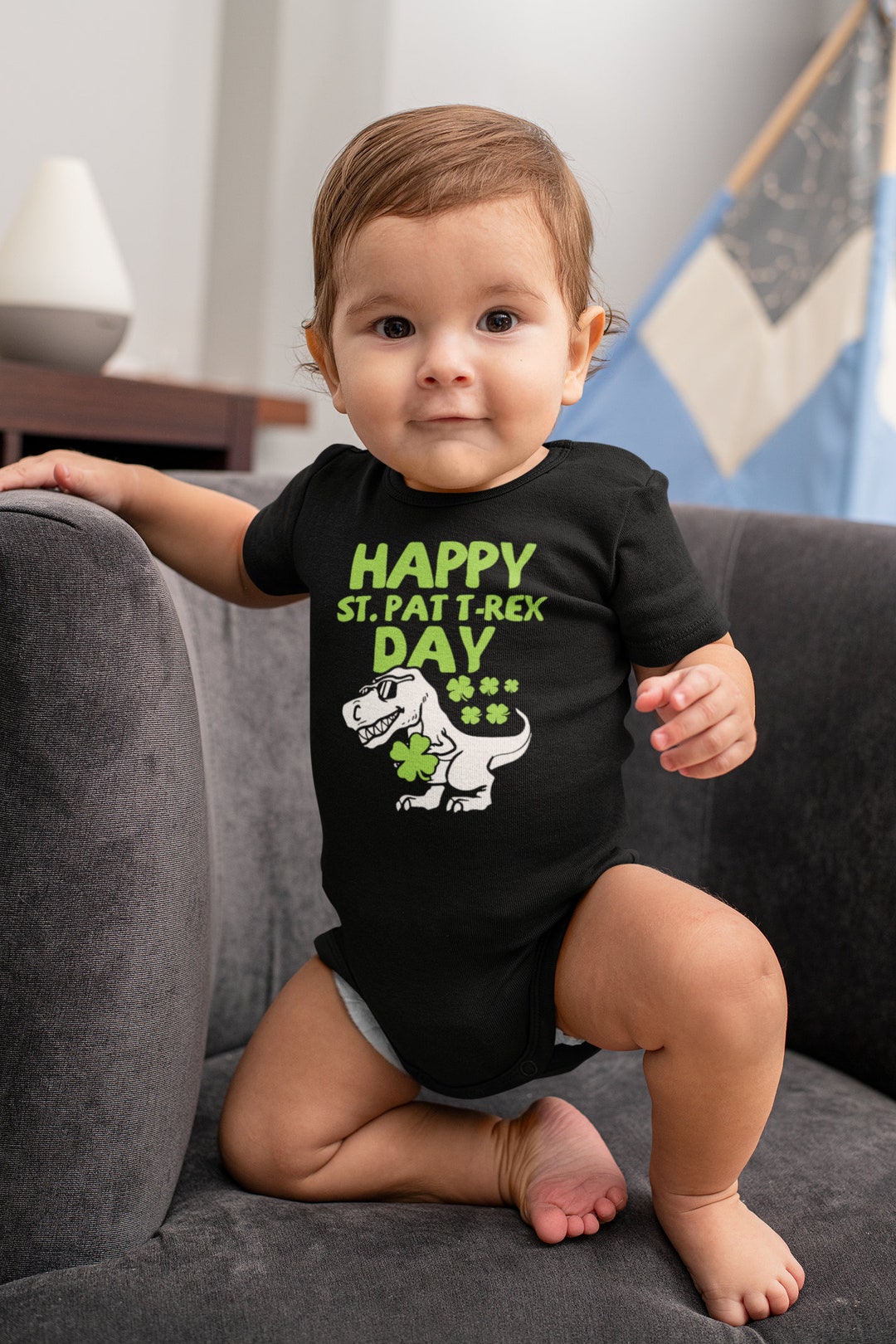 St Patrick's Day Baby Shirt, T-rex Bodysuit, Dinosaur Tee for Babies ...