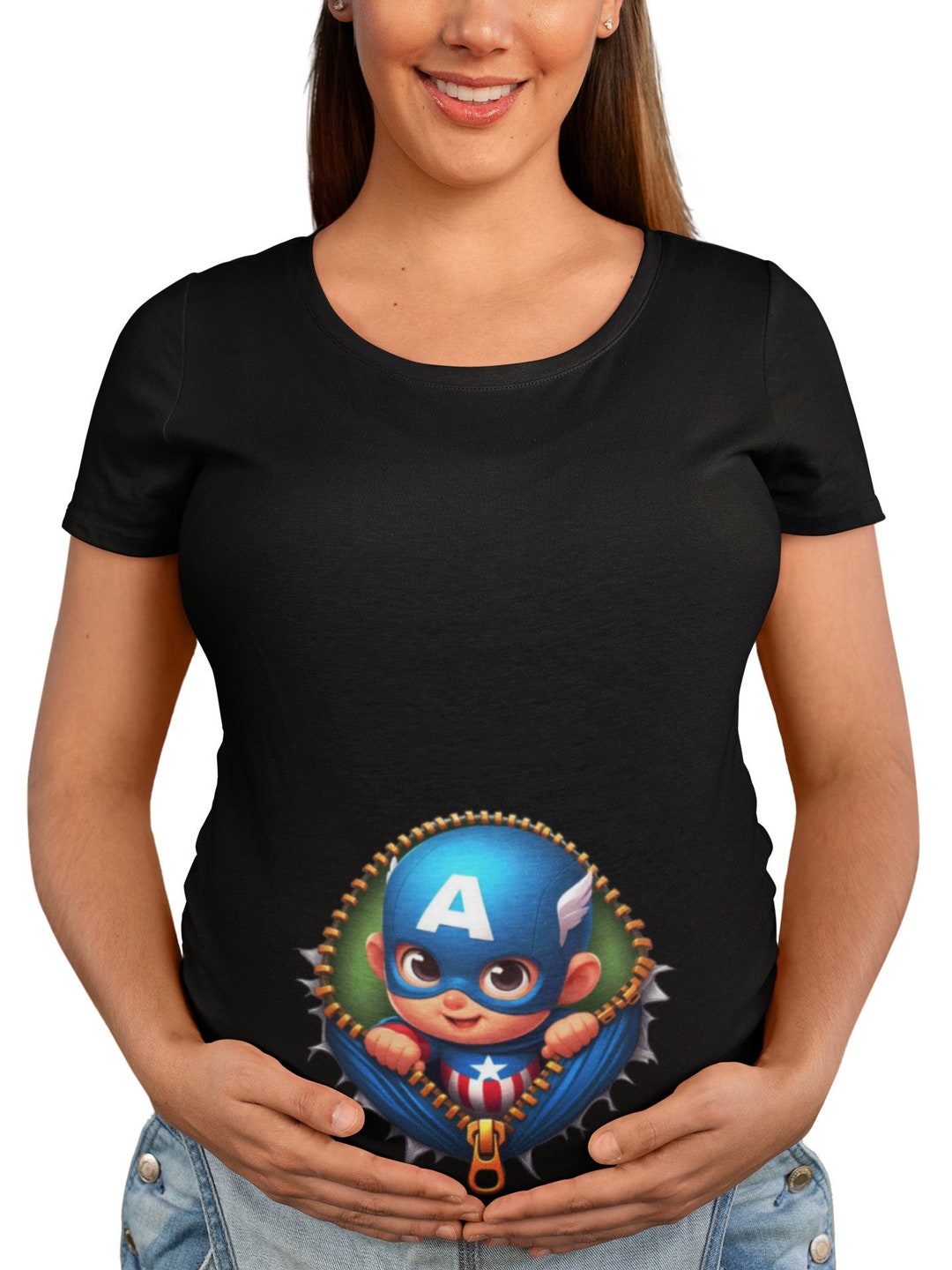 Superhero Baby Maternity Shirt, Peeking Baby Bump Shirt, Funny ...