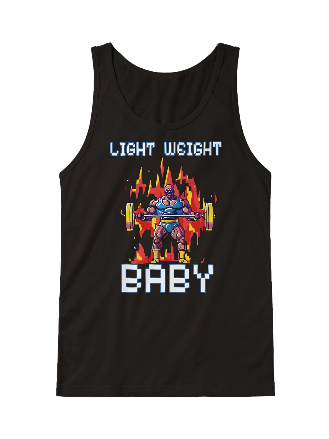 Retro Pixelated Bodybuilding Workout Gym Tank, Light Weight Baby, Tank ...