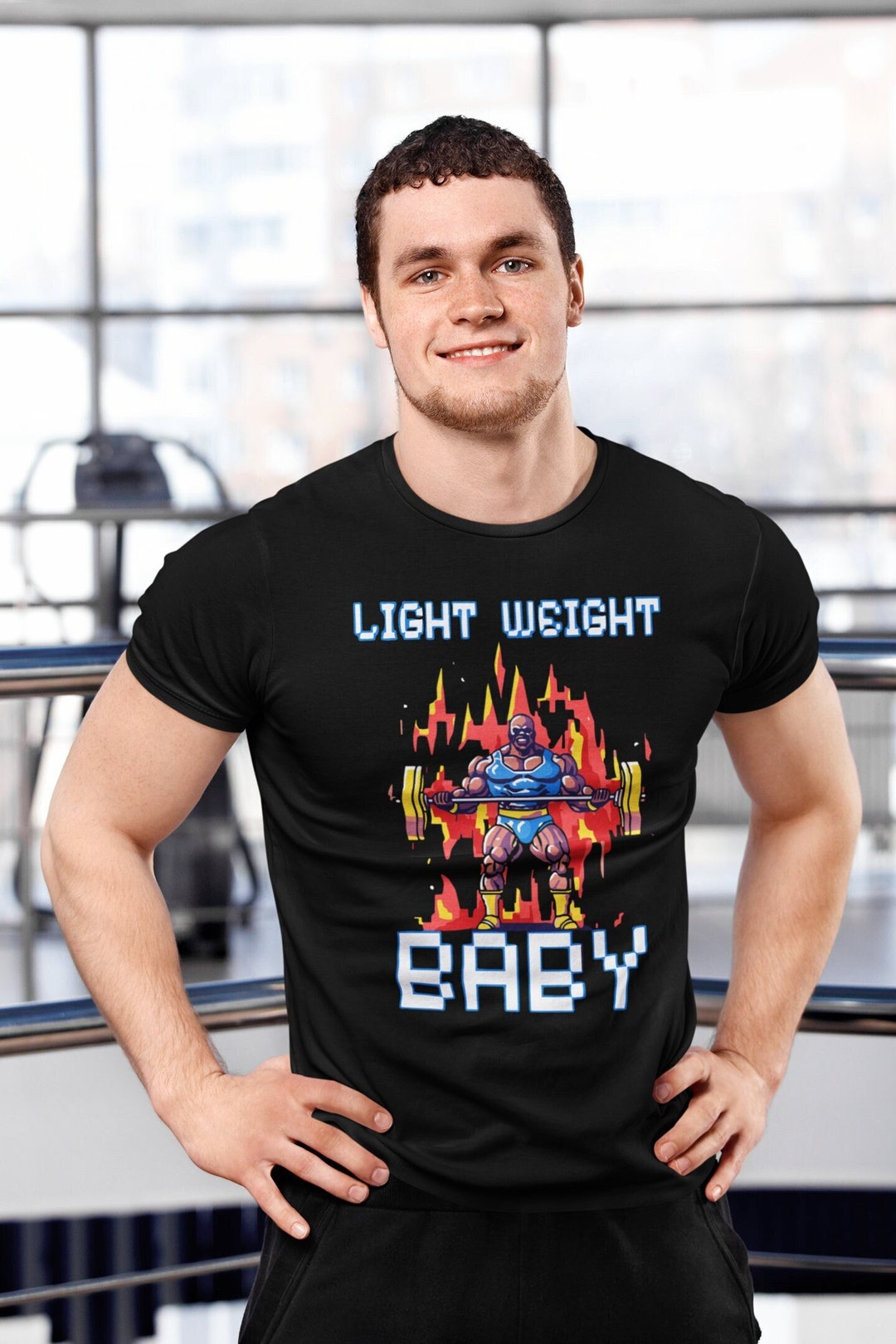 Light Weight Baby, Retro Pixel Bodybuilding Workout Gym Shirt, Tank Top ...