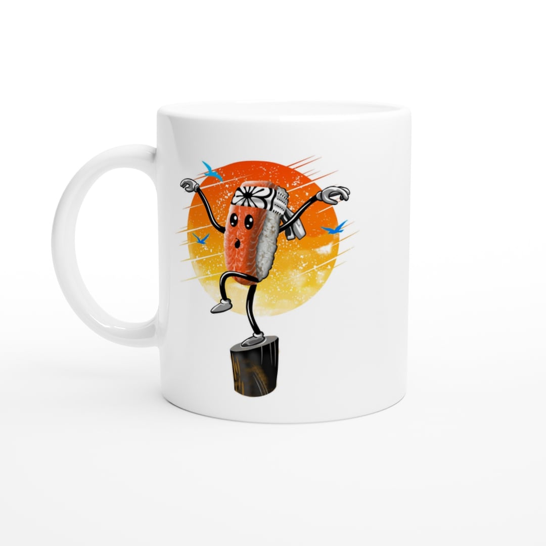 Karate Kid Mug, the Karate Sushi, Retro Movie Mug, Funny Food Pun Sushi ...