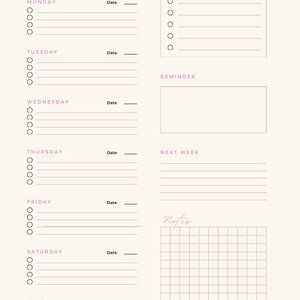 Minimalist Weekly Planner - Etsy