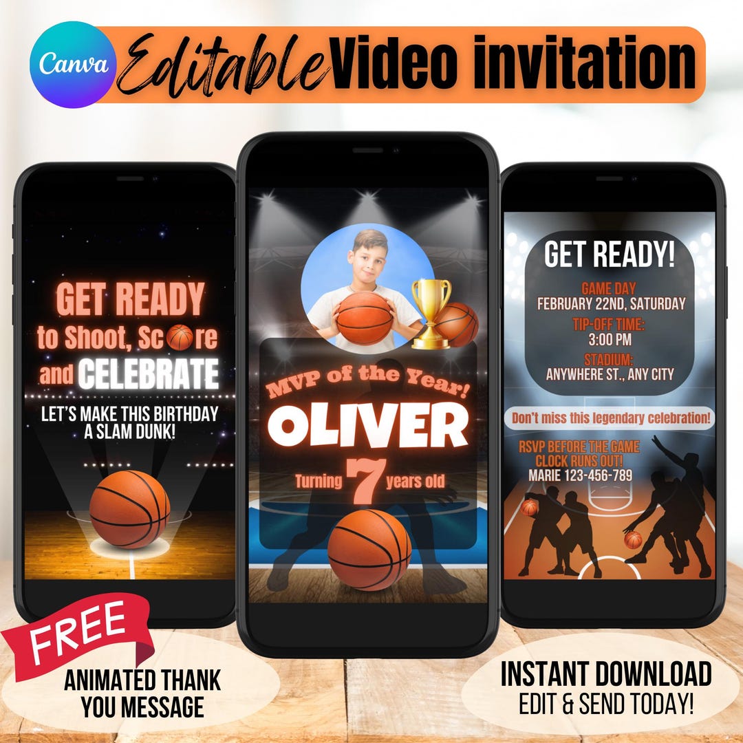 Basketball Birthday Invitation, Basketball Party Invitation, Basketball ...