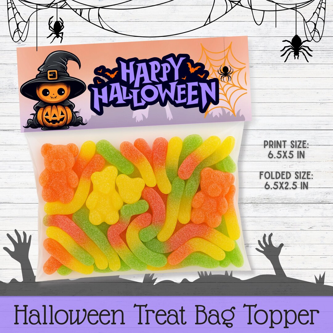 Halloween Treat Bag Topper | Cute Pumpkin Witch Printable | Trick or ...
