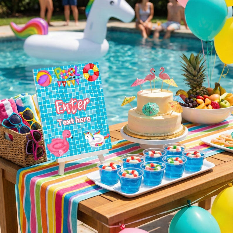 Pool Party Welcome Sign, Girl Pool Birthday Welcome Poster, Summer ...