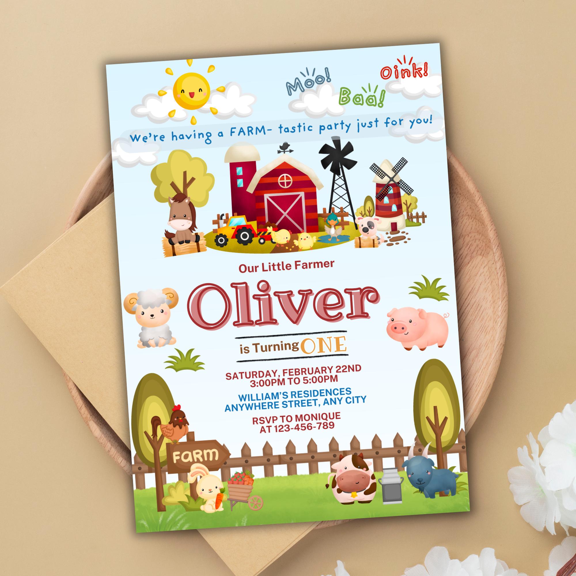 Farm Birthday Invitation, Barnyard Birthday Invitation, Editable Farm ...