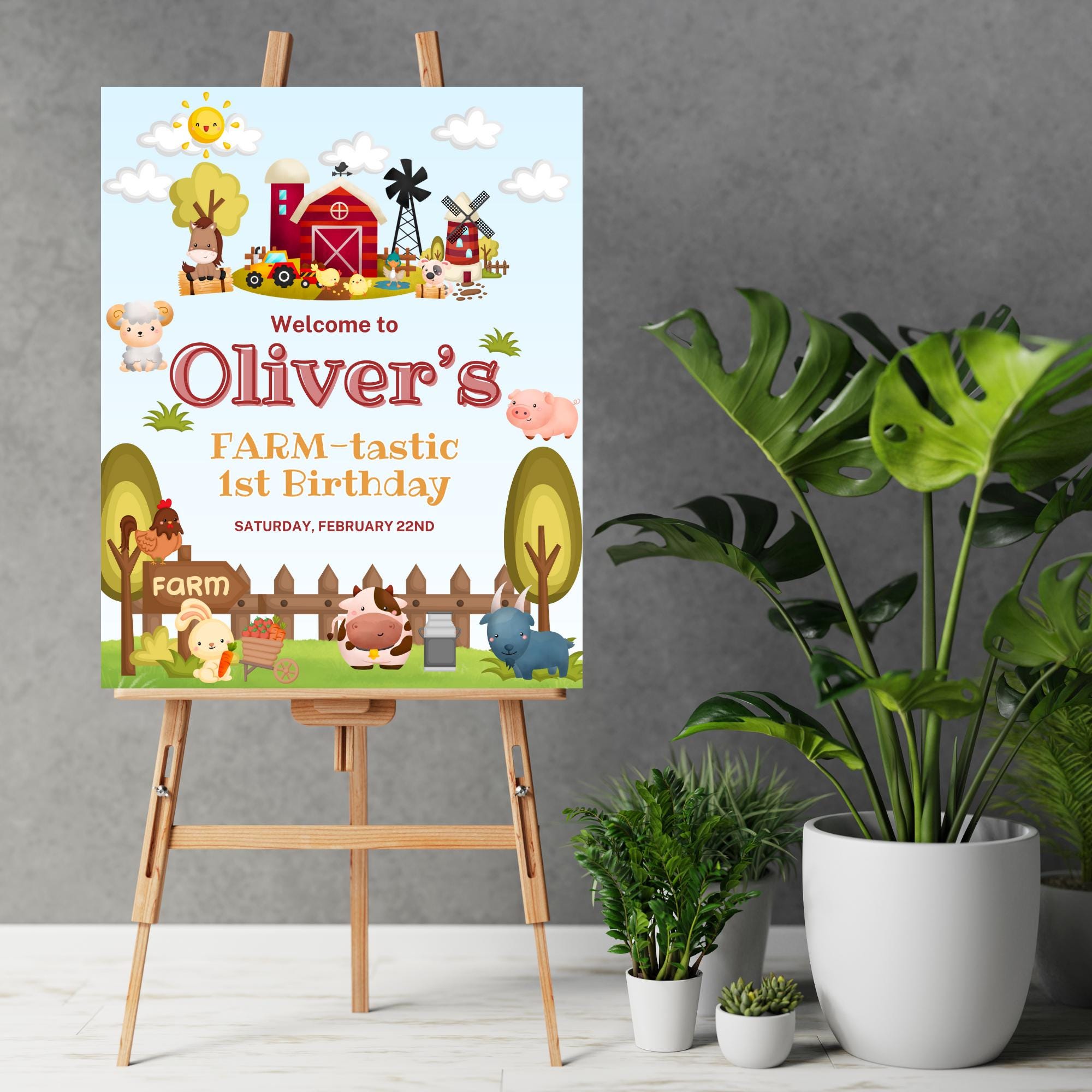 Farm Birthday Welcome Sign, Barnyard Welcome Sign, Farm Party Sign ...