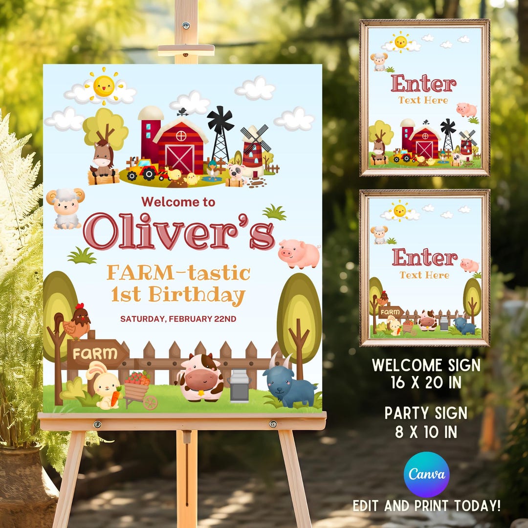 Farm Birthday Welcome Sign, Barnyard Welcome Sign, Farm Party Sign ...