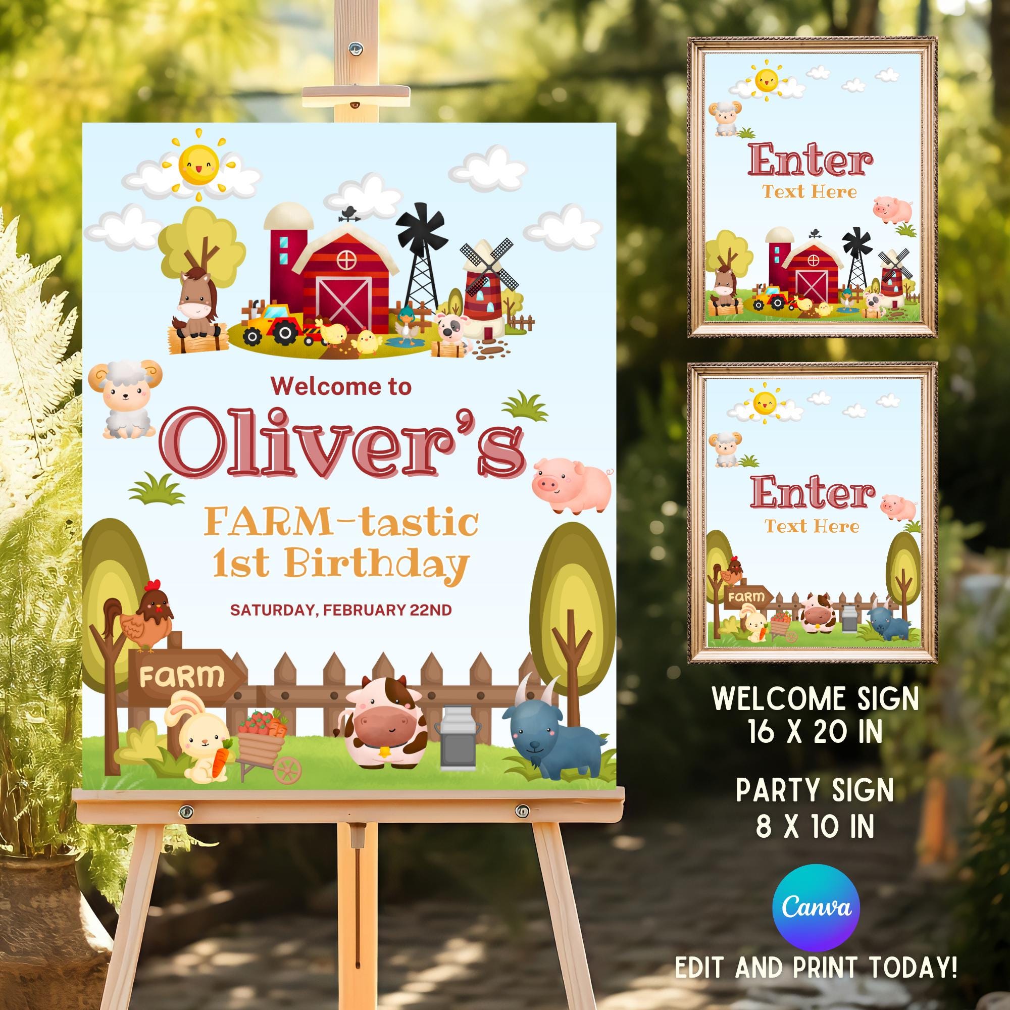 Farm Birthday Welcome Sign, Barnyard Welcome Sign, Farm Party Sign ...