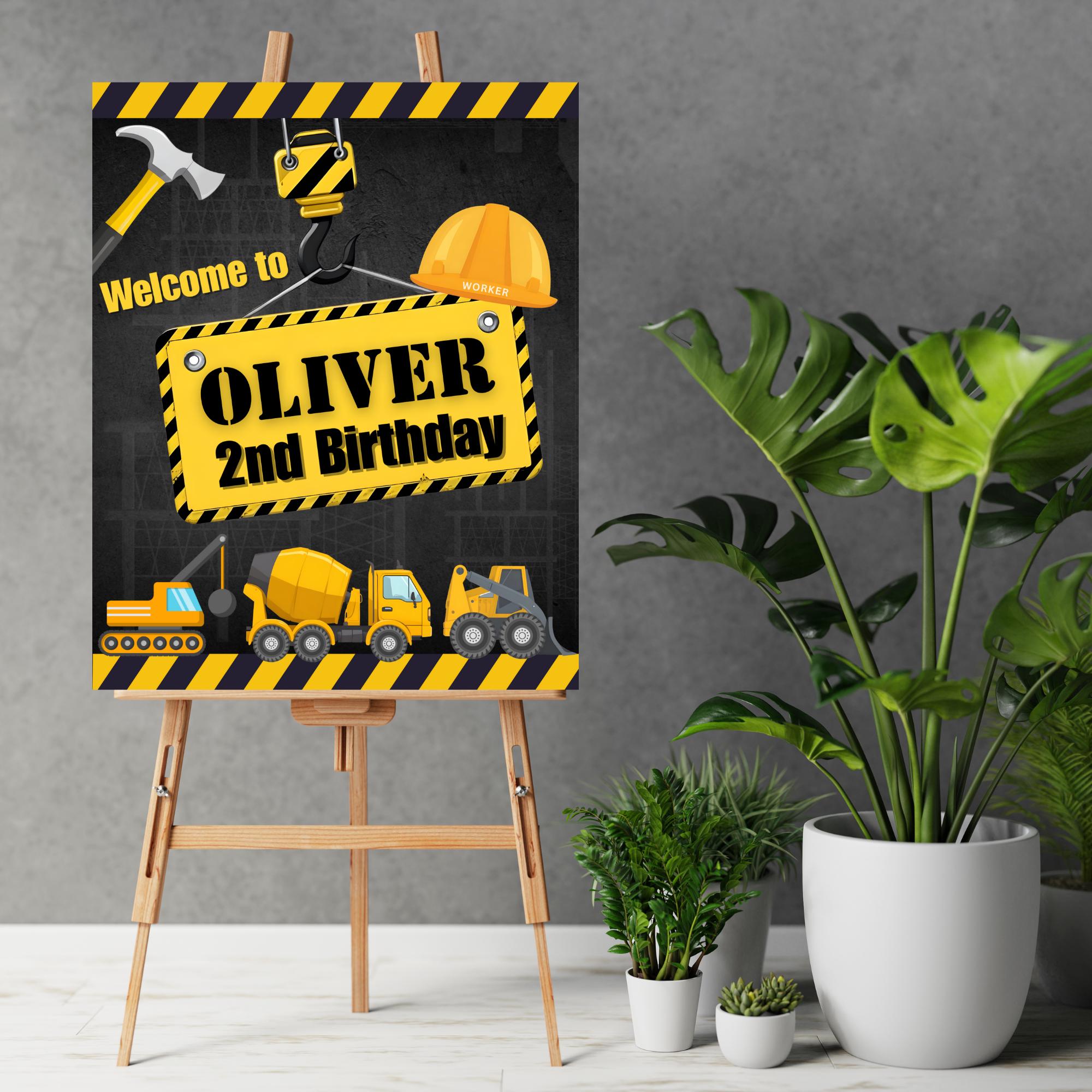 Editable Construction Birthday Welcome Sign, Printable Truck Theme ...