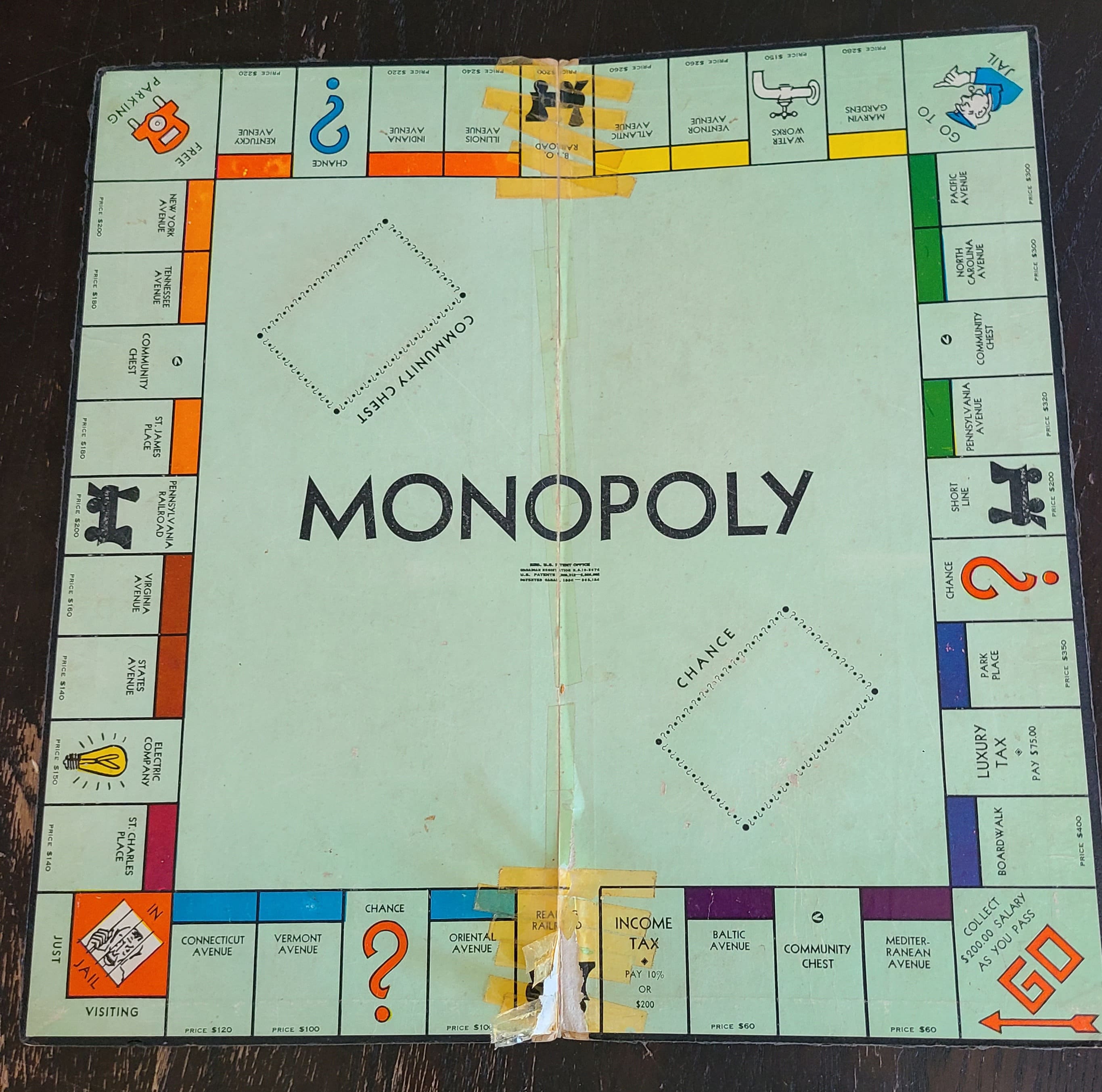 Vintage Parker Brothers Classic Monopoly Board in Rough Shape Comes ...