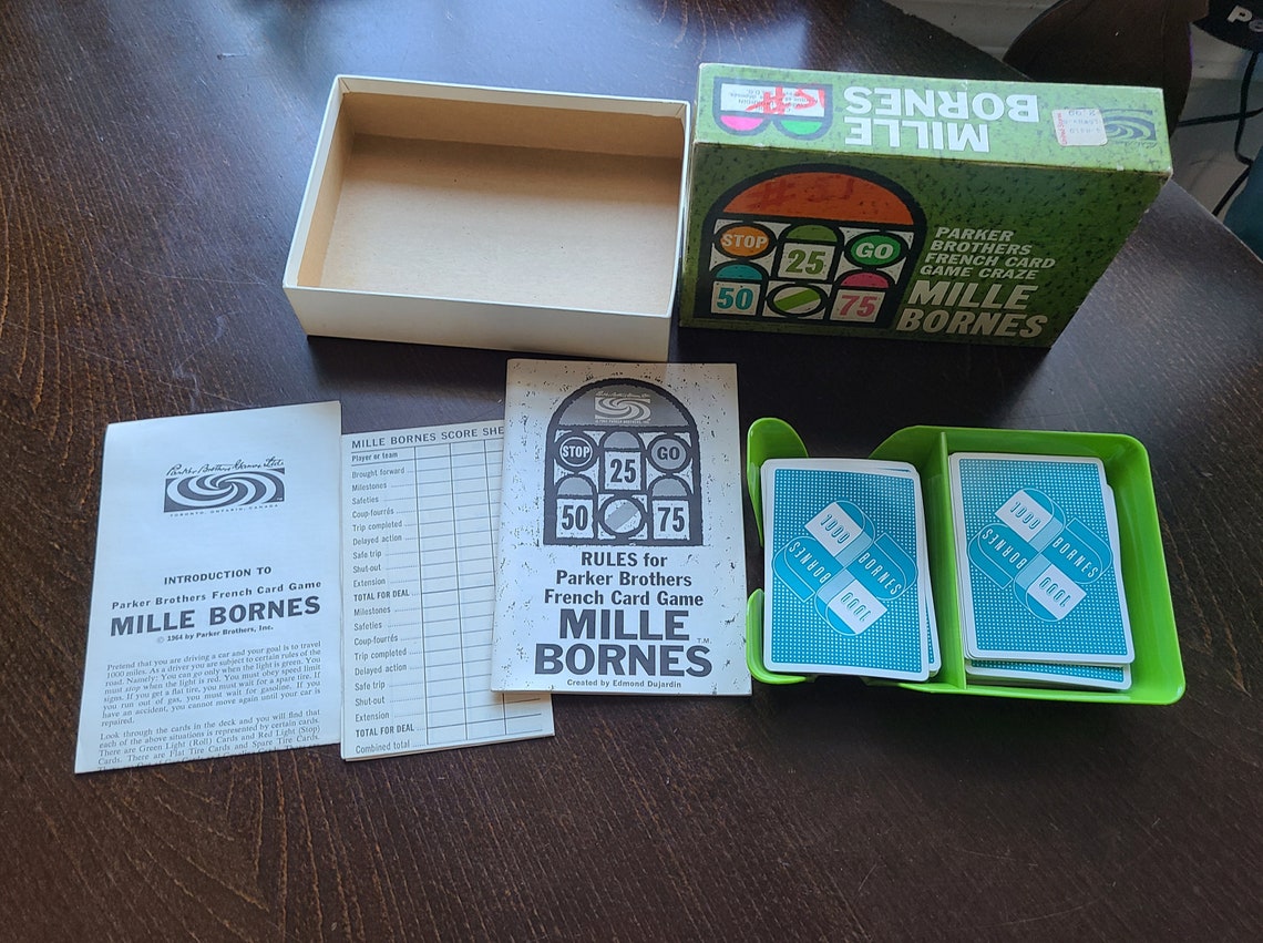 Vintage 1964 Mille Bornes Board Game French Game Cards - Etsy