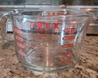 Pyrex Measuring Cup, 2 Cup, 16 Ounce Glass Pour Spout With Metric, USA ...