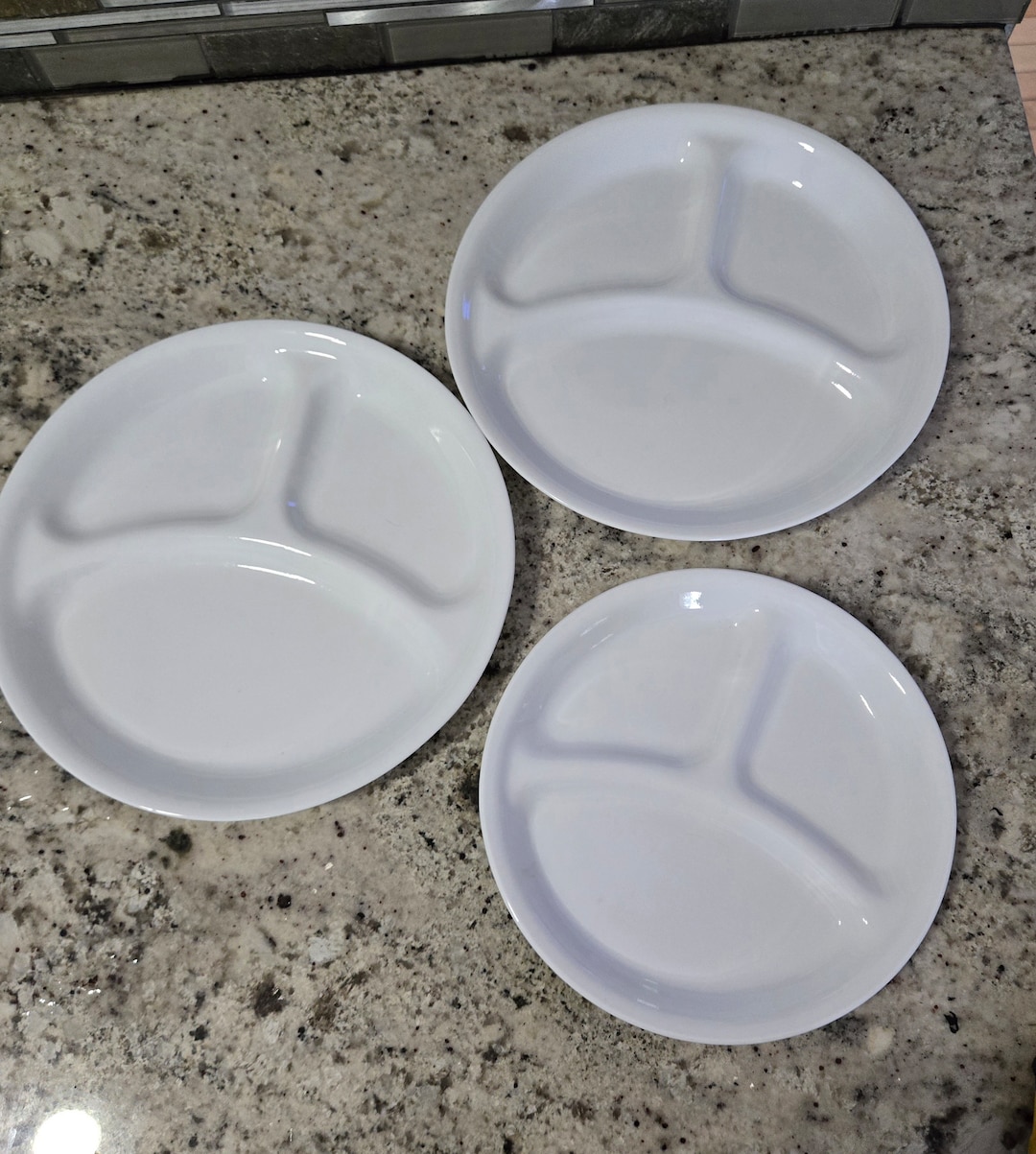 Corelle Set of 3 White Divide Plates - Etsy UK