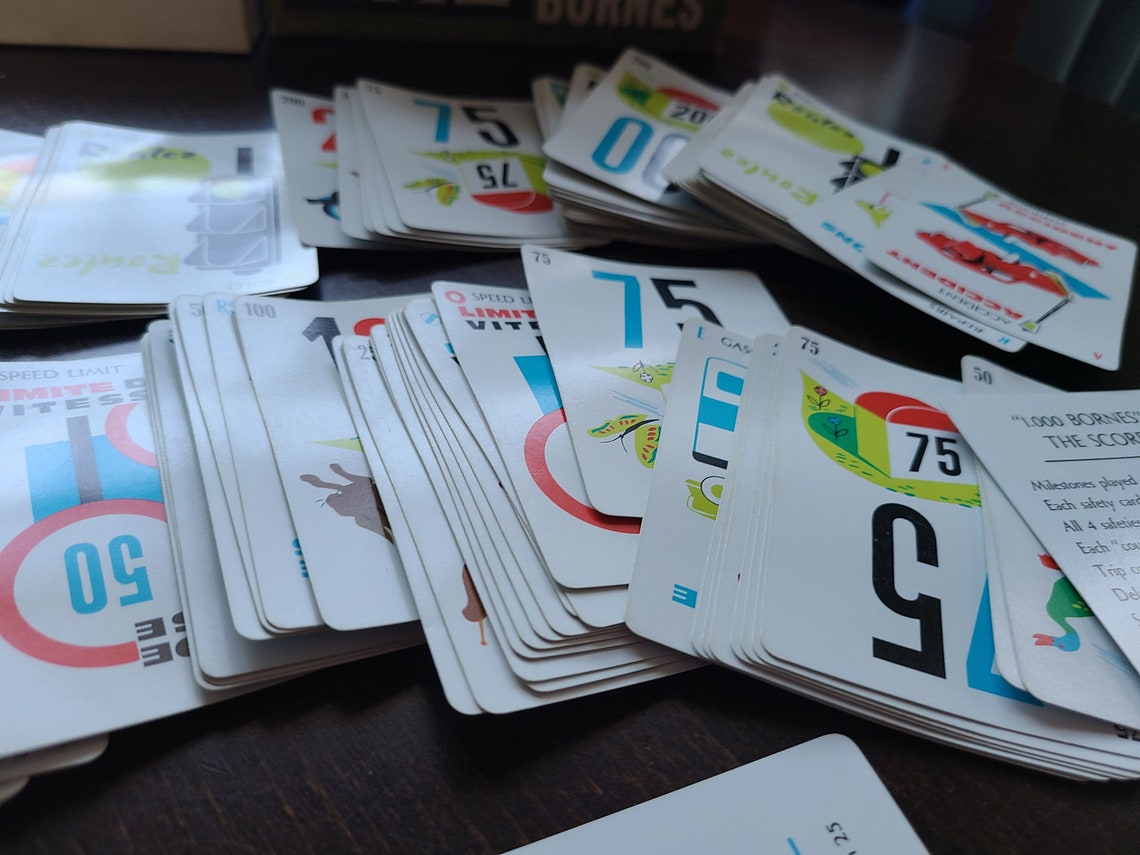 Vintage 1964 Mille Bornes Board Game French Game Cards - Etsy