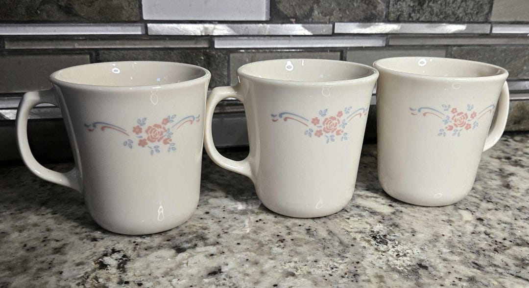 Corelle English Breakfast Pattern Set of 3 Mugs - Etsy