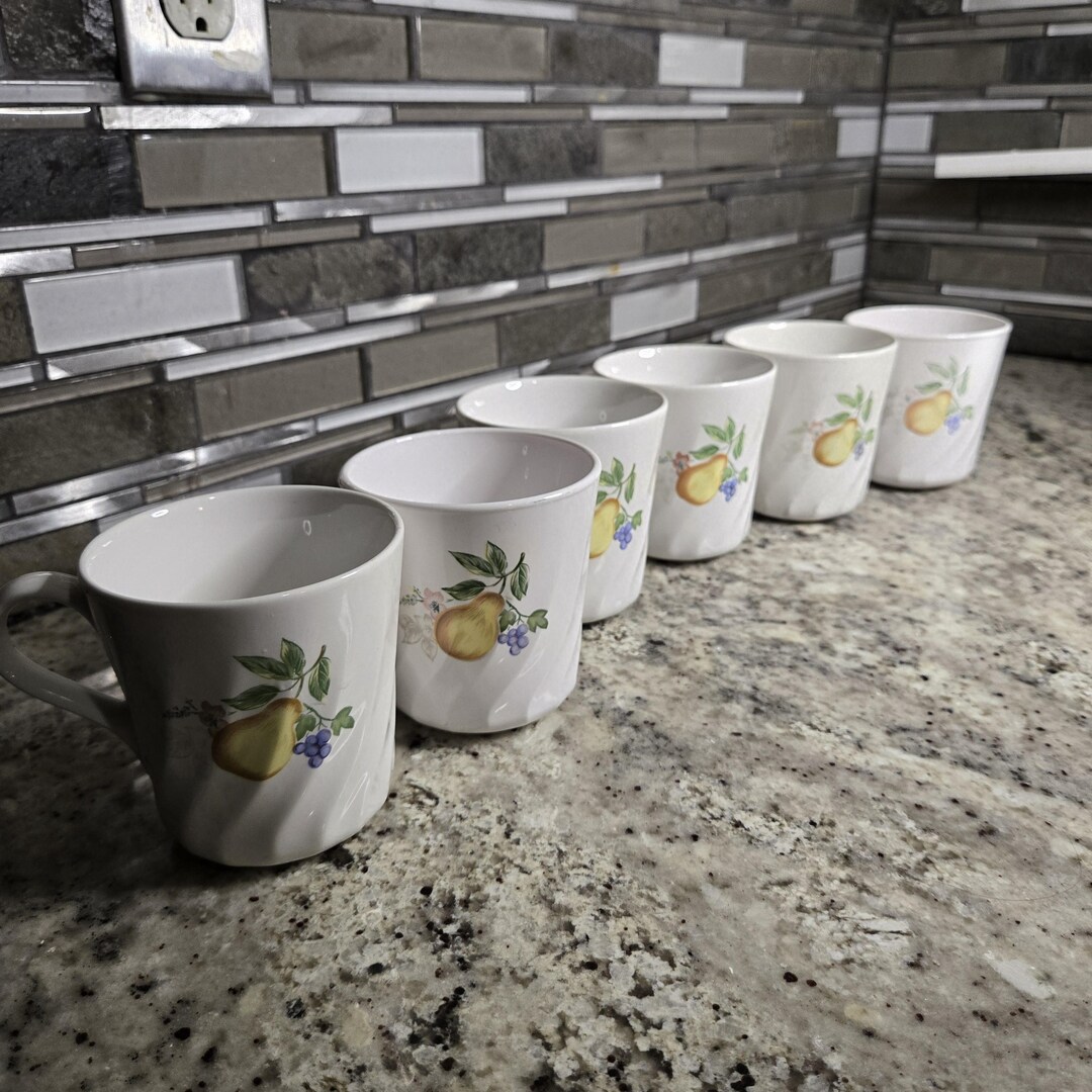 Corelle Chutney Pattern Coffee Mugs Cups Pears & Apples - Etsy