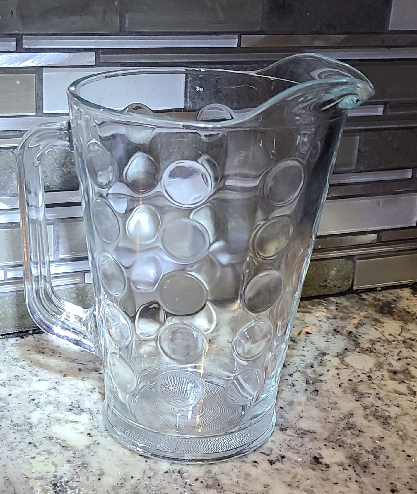 Retro Libbey Crisa Heavy Pitcher, 6 Matching Glasses and a Glass Ice ...