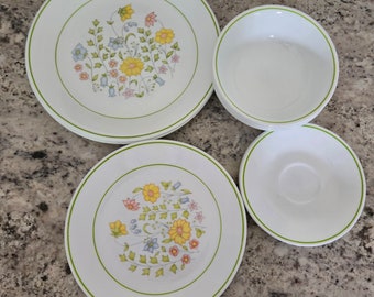 Vintage Corelle Spring Meadow Pattern Platter, Cups and Creamer by ...